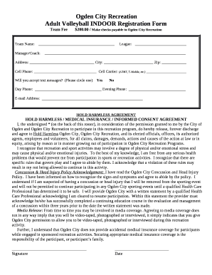 Adult Volleyball INDOOR Registration Doc Template | pdfFiller