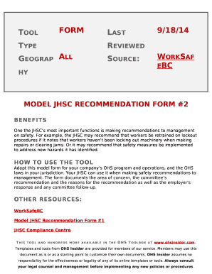 MODEL JHSC RECOMMENDATION #2 Doc Template | pdfFiller