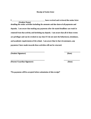 Receipt of Senior letter Doc Template | pdfFiller