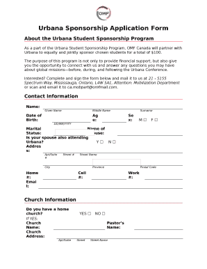 Urbana Sponsorship Application Doc Template | pdfFiller