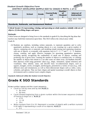 (DISTRICT-DEVELOPED SAMPLE SGO for GRADE K MATH; 1 of 1) - orange k12 ...