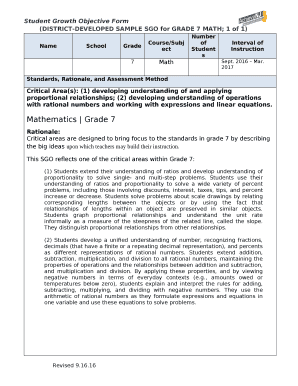 (DISTRICT-DEVELOPED SAMPLE SGO for GRADE 7 MATH; 1 of 1) Doc Template ...