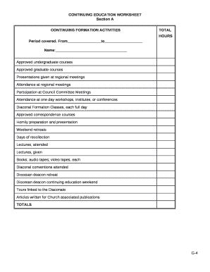 CONTINUING EDUCATION WORKSHEET Doc Template | pdfFiller