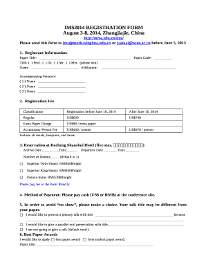 IMS2014 REGISTRATION Doc Template | pdfFiller