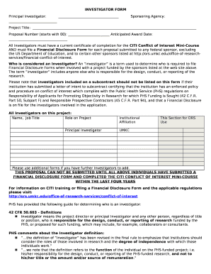 INVESTIGATOR - ors umkc Doc Template | pdfFiller