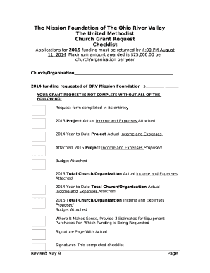 The United Methodist Church Grant Request Checklist Doc Template ...