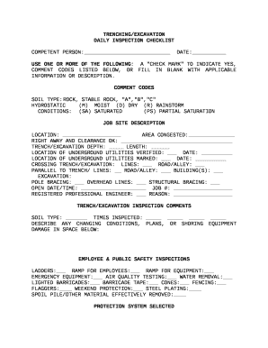 TRENCHING/EXCAVATION Doc Template | pdfFiller
