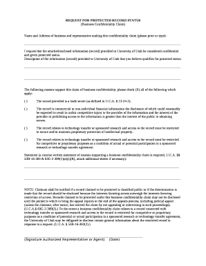 (Business Confidentiality Claim) Doc Template | pdfFiller