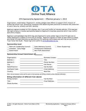 OTA Sponsorship Agreement - Effective January 1, 2014 Doc Template ...