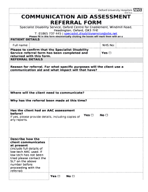 COMMUNICATION AID ASSESSMENT Doc Template | pdfFiller