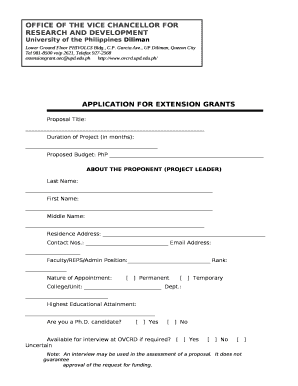 APPLICATION FOR EXTENSION GRANTS Doc Template | pdfFiller
