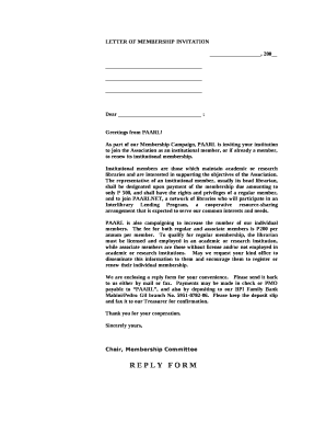 LETTER OF MEMBERSHIP INVITATION Doc Template | pdfFiller