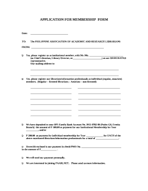 APPLICATION FOR MEMBERSHIP Doc Template | pdfFiller