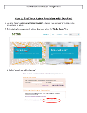 How to find Your Aetna Providers with DocFind Doc Template | pdfFiller