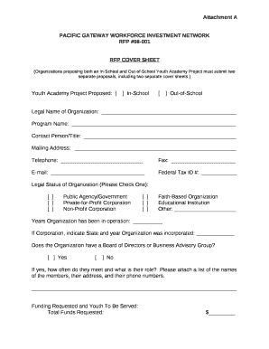 ATTACHMENT A RFQ COVER SHEET Doc Template | pdfFiller