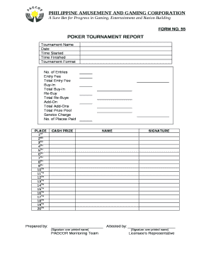 poker tournament spreadsheet Doc Template | pdfFiller