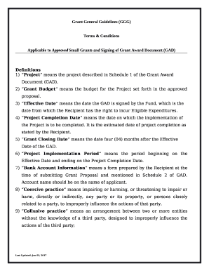 Grant General Guidelines (GGG) Doc Template | pdfFiller