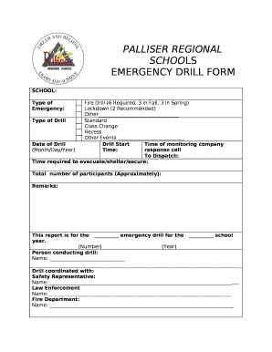 EMERGENCY DRILL Doc Template | pdfFiller