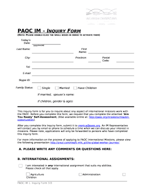 PAOC IM Inquiry Doc Template | pdfFiller