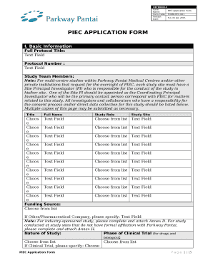 PIEC APPLICATION Doc Template | pdfFiller