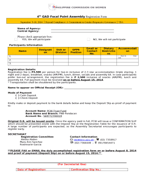 4th GAD Focal Point Assembly Registration - pcw gov Doc Template ...