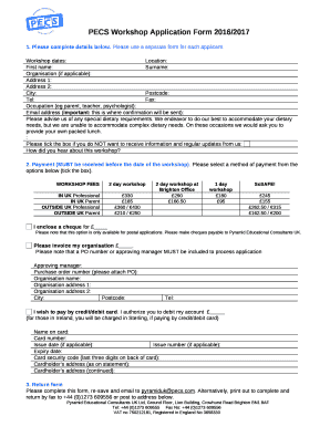 PECS Workshop Application 2016/2017 Doc Template | pdfFiller