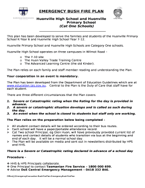 EMERGENCY BUSH FIRE PLAN Doc Template | pdfFiller