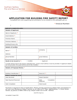 APPLICATION FOR BUILDING FIRE SAFETY REPORT Doc Template | pdfFiller