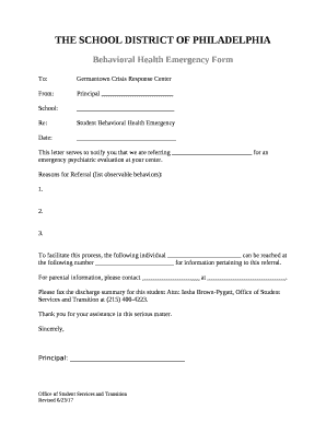 Behavioral Health Emergency Doc Template | pdfFiller