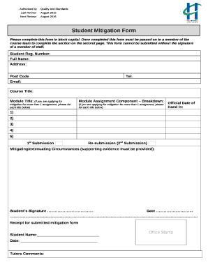Student Mitigation - student havering-college ac Doc Template | pdfFiller