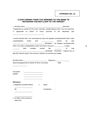 CLAIM AT FROM THE NOMINEE TO THE BANK TO RECOGNISE HIS/HER CLAIM TO THE ...