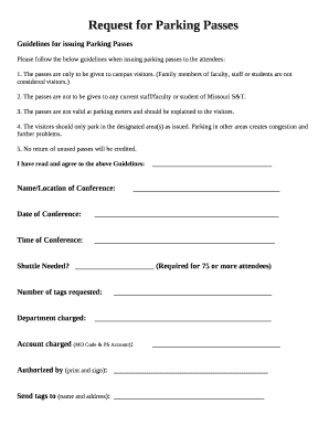 Request for Parking Passes - police mst Doc Template | pdfFiller