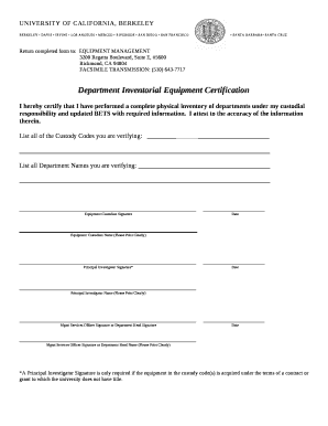 Department Inventorial Equipment Certification - property berkeley Doc ...