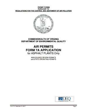 Fillable Online deq state va FORM 7A APPLICATION Fax Email Print ...