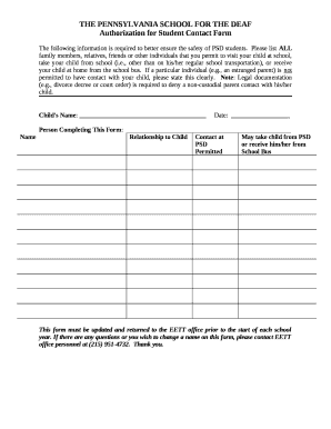 Authorization for Student Contact Doc Template | pdfFiller
