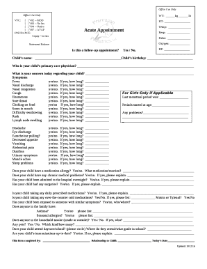 Acute Appointment Doc Template | pdfFiller