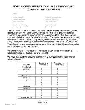 NOTICE OF WATER UTILITY FILING OF PROPOSED GENERAL RATE REVISION Doc ...