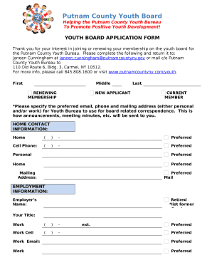YOUTH BOARD APPLICATION Doc Template | pdfFiller