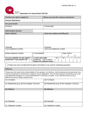 QUB Student Number Doc Template | pdfFiller