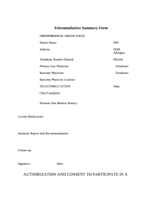 Teleconsultation Summary Doc Template | pdfFiller