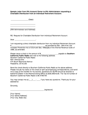 Sample Letter from IRA Account Owner to IRA Administrator requesting a ...