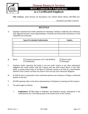 ROTC Contract for Employment Doc Template | pdfFiller