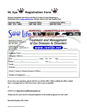HL Eye Registration Doc Template | pdfFiller