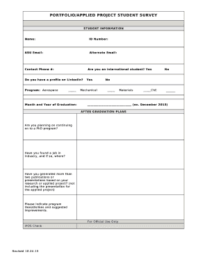Portfolio/Applied Project student survey - semte engineering asu Doc ...