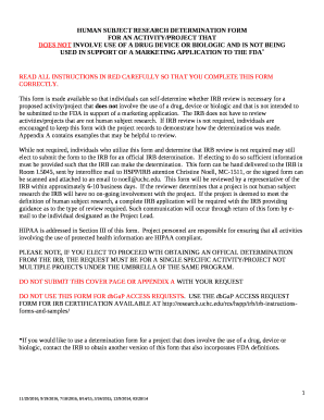 HUMAN SUBJECT RESEARCH DETERMINATION - research uchc Doc Template ...