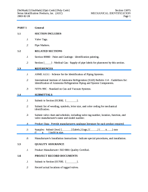 This section includes nameplates, labeling, and identification methods ...