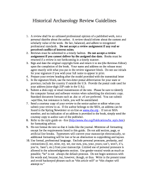 Historical Archaeology Review Guidelines Doc Template | pdfFiller