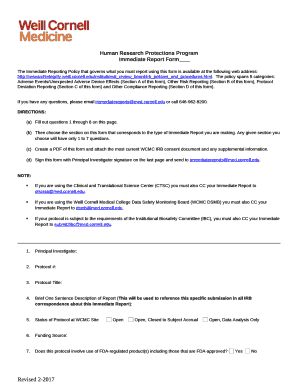 Immediate Report - researchintegrity weill cornell Doc Template | pdfFiller