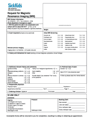 Request for Magnetic Resonance Imaging (MRI) Doc Template | pdfFiller