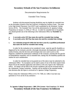 Extended Time Testing Doc Template | pdfFiller